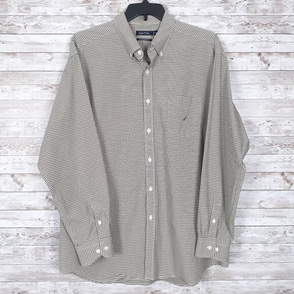 Nautica | Shirts | Nautica Mens Button Down Shirt Xxl Long Sleeve Green ...